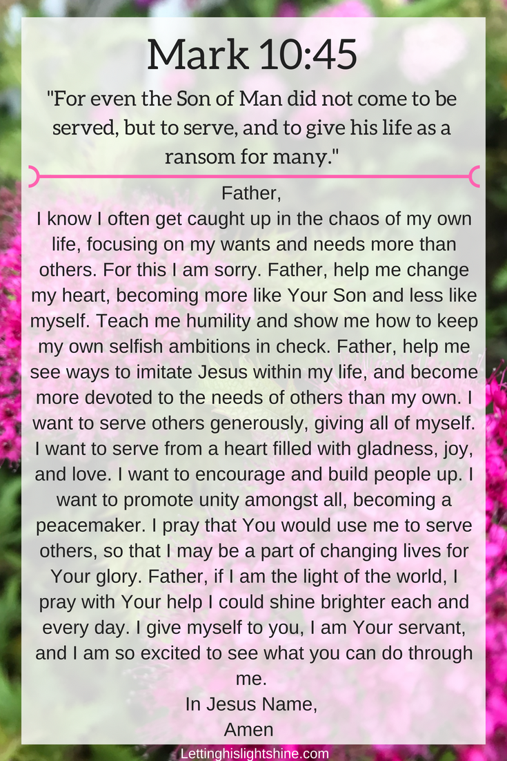 Mark 10:45 – Letting His Light Shine